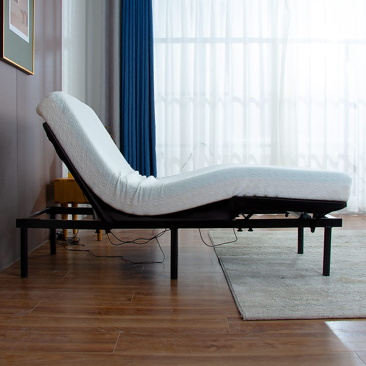 Adjustable Bed Base Frame with New Generation Motor, Remote, Head and Foot Incline, Intelligent Sleep Aid,High Weight Capacity, Easy Self-Assembly,Twin XL