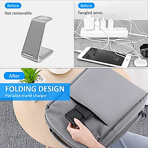 i.VALUX 3 in 1 Charging Station for Apple Devices, Foldable Travel Wireless Charger Stand Charging Dock for iPhone 15 14 13 12 11 Pro Max Plus XR XS 8 Plus, Apple Watch Series 9/8/7/6/5/4/3/2,AirPods