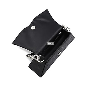 YIKOEE Sparkly Rhinestone Bow Evening Bag Clutch Purses for Women (Black)