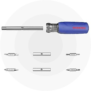 WORKPRO 11-in-1 Screwdriver/Nut Driver Set Tool Cushion Grip, All in One Multi-bit, Portable Screw-driver, 8 Bits (Philips/Slotted/Torx/Square), 3 Nut Driver Sizes
