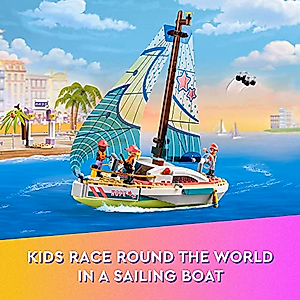 LEGO Friends Stephanie's Sailing Adventure Toy Boat Set 41716, Sailboat Building Toy with Island, Drone, and 3 Mini Figures, Creative Sailing Gift for Kids, Girls, Boys Age 7+ Years Old