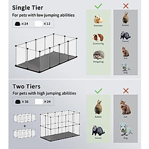 FunHola Small Animal Playpen, Guinea Pig Cages with Waterproof Mat, 12 Panels Pet Playpen for Hamsters, Hedgehog, Indoor Outdoor Plastic Fence, 48.5 x 24.8 x 16.1 inches