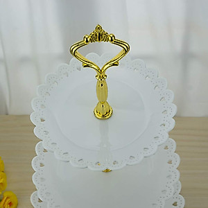 LIONWEI LIONWELI 3-Tier White Gold Plastic Dessert Stand Pastry Stand Cake Stand Cupcake Stand Holder Serving Platter for Party Wedding Home Decor