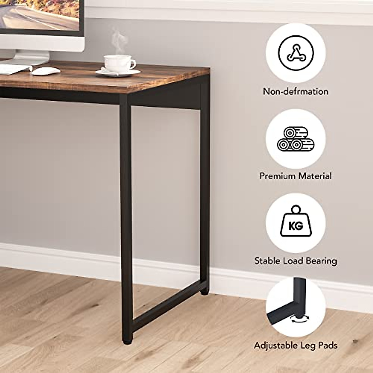 Tribesigns L Shaped Desk with Storage Cabinet, 59 inch Large L-Shaped Office Desks, PC Desks with Heavy-Duty Metal Frame Rustic Brown Black