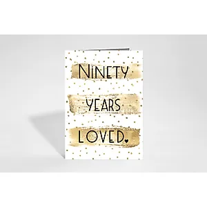 Red Door Inspirations 90 Years Loved, 90th Birthday Card, 5x7 Large Card - includes Card & Envelope