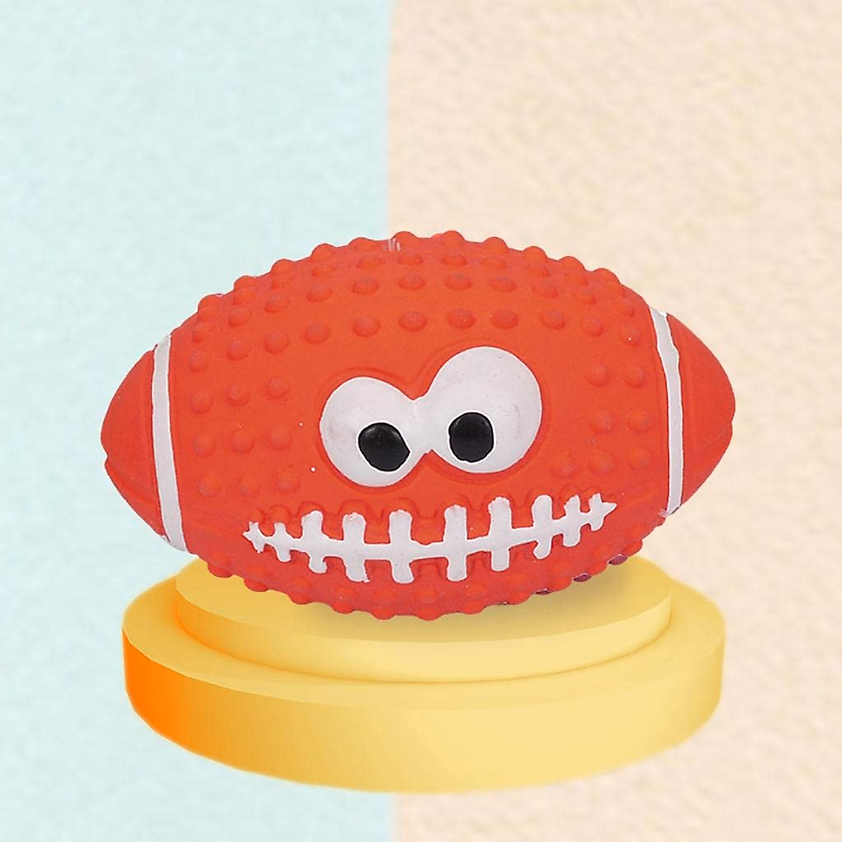 IEUDNS Squeaky Dog Toys Cartoon Dog Balls with Squeaker Rubber Latex for Small and Medium Breed, Red Rugby