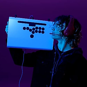 Victrix Pro FS-12 Esports Playstation Fight Stick All Button Arcade Controller for Playstation 5 / PS5, PS4, PC, Tournament Grade 12-Button Sanwa Denshi, Durable Aluminum, Detachable Joystick, Lockable Control Bar for Fighting Games (White)