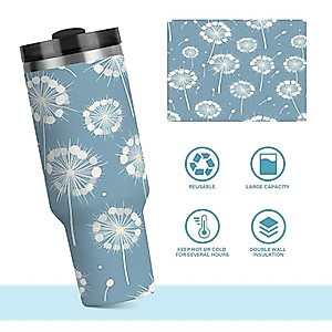 FRCSDIY Dandelion Insulated Tumbler with Handle and Straw Lid,40oz Leakproof Stainless Steel Cup BPA-Free Water Bottle
