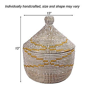 African Fair Trade Handwoven Warming Basket, White/Yellow