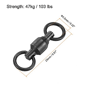 PATIKIL Ball Bearing Swivel, 25 Pack 103lb Stainless Steel Solid Welded Ring Fishing Tackle Connector, Black
