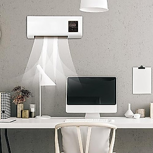 VKEKIEO Small Air Conditioners Fan Wall Mounted Mini Cooling and Heating Air Conditioner fan Remote Control Portable Cooler Fan and Heater Combo Home Bathroom Bedroom Office Room Light White