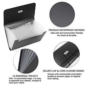 2 Pack 13 Pockets Accordion File Organizer, A6 Letter Size, 7x4.3 Inch, Expanding Receipt Invoice Coupon Folder, Mini Money Card Wallet Holder, Small File Paper Document for Home Office School