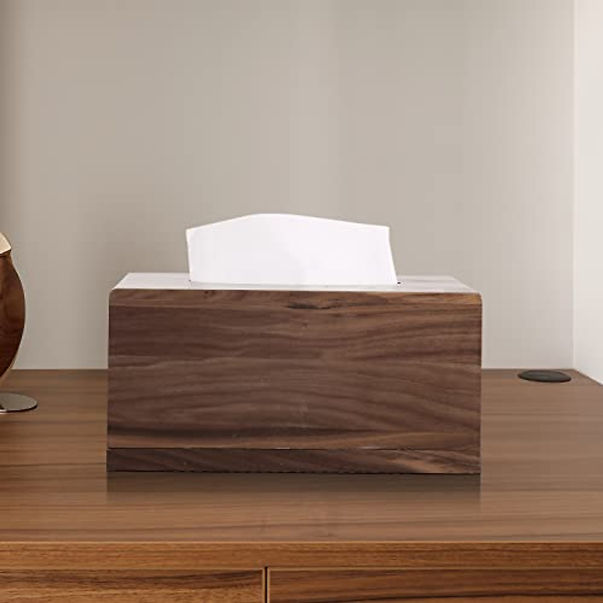 Ritattas Tissue Box Cover, Walnut Wood Tissue Box Cover Rectangular, Decorative Tissue Box Holder for for Bathroom, Bedroom,Dinner Table