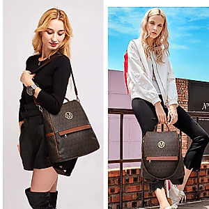 MKP Women Backpack Purse Fashion PU Leather Anti-theft Rucksack Lightweight Ladies Casual Travel College Shoulder Bag 2Pcs
