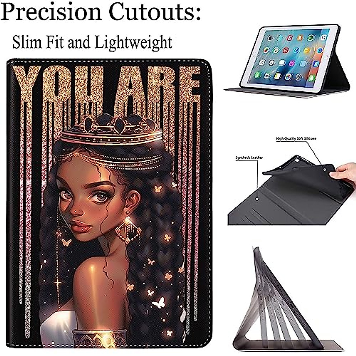 Case for Samsung Galaxy Tab S8 2022/Tab S7 2020 11 Inch (SM-X700/X706/T870/T875/T878),Multi-Angle Stand Smart Protective Cover with Auto Sleep/Wake,African American Girl Inspirational Quotes