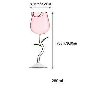BVCED Wine Glasses Set of 2 Rose Flower Shape Wine Glass 9.8OZ/280ML Fancy Red Wine Glass Rose Cocktail Wine Juice Goblet Crystal Champagne Flutes for Party Dinner Wedding Bar Creative Festival Gift