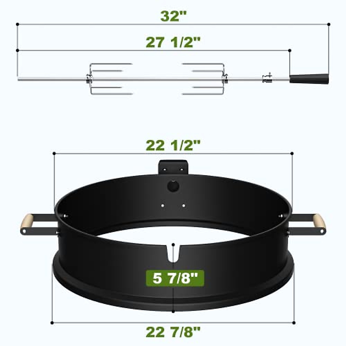 SHINESTAR Upgraded Rotisserie Kit for All Weber 22-Inch Kettle Charcoal and Other Similar Size Grills, Sturdy & Well Balanced, Part# 2290