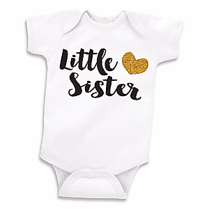 Bump and Beyond Designs Baby-Girls Little Sister Leotard Outfits White, 0-3 Months