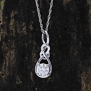 SAVEARTH DIAMONDS 1/2 Carat Round Cut Lab Created Moissanite Diamond Love Knot Solitaire Pendant Necklace In 14k White Gold Over Sterling Silver With 18" Chain (VVS1 Clarity, 0.50 Cttw)