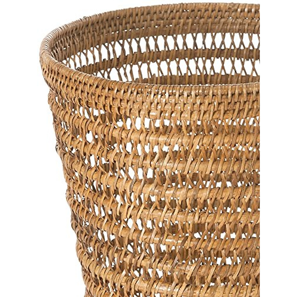 Kouboo 1030059 La Jolla Rattan Mesh Round Waste Basket, 11" x 11" x 12", Honey Brown