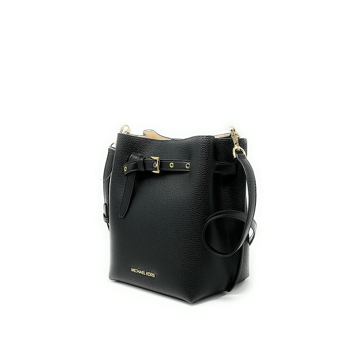 Michael Kors Emilia Small Drawstring Bucket Bag In (Black/Gold)