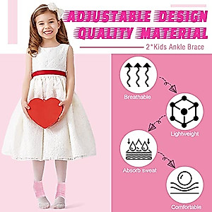 2 Pairs Kids Ankle Brace Set Foot Support Stabilizer Wraps Protector Guard Knitted Ankle Sleeve Sock Support Ankle Support Pink Ankle Brace for Kids Ankle Compression Socks for Injury Prevention
