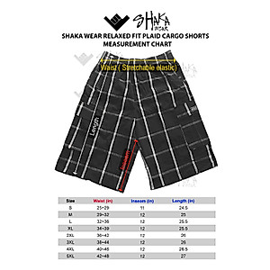 Shaka Wear Men’s Cargo Shorts – Casual Plaid Relaxed Loose Fit Elastic Waist Multi Pocket Pants Regular Big Size SP1703 Navy 2X