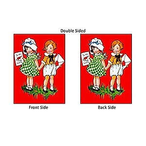 Happy Valentine's Day Garden Flag - Retro Valentines Day Yard Flag - Valentines Day Garden Flags 12x18 Double Sided - Red Vintage Garden Flag Design by Jolly Jon