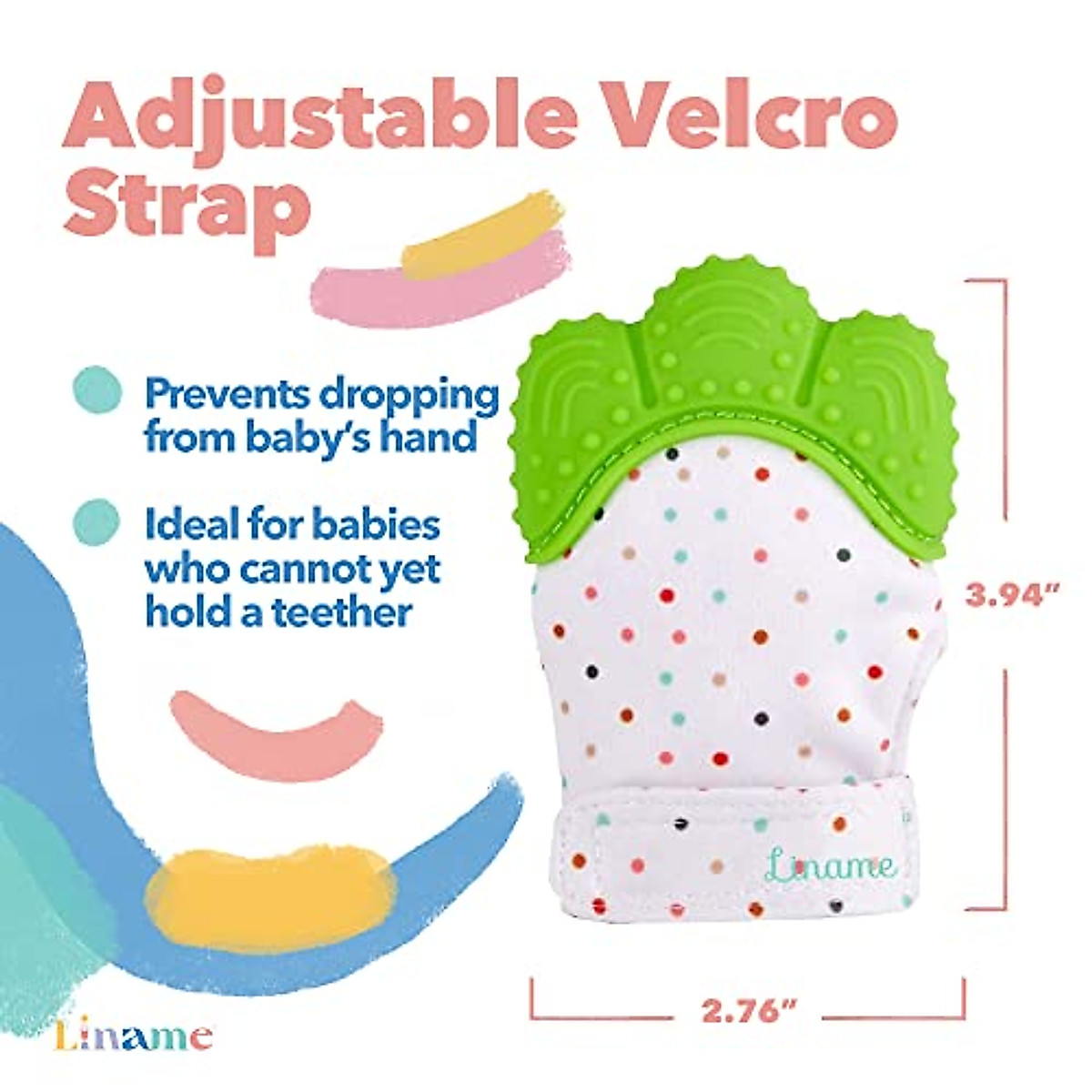 Liname 2 Pack Teething Mitten with Soothing Toy - Baby Chew Toy and Teething Glove- Infant Teething Mitten Crinkle Sound and Textured Silicone to Soothe Sore and Swollen Gums