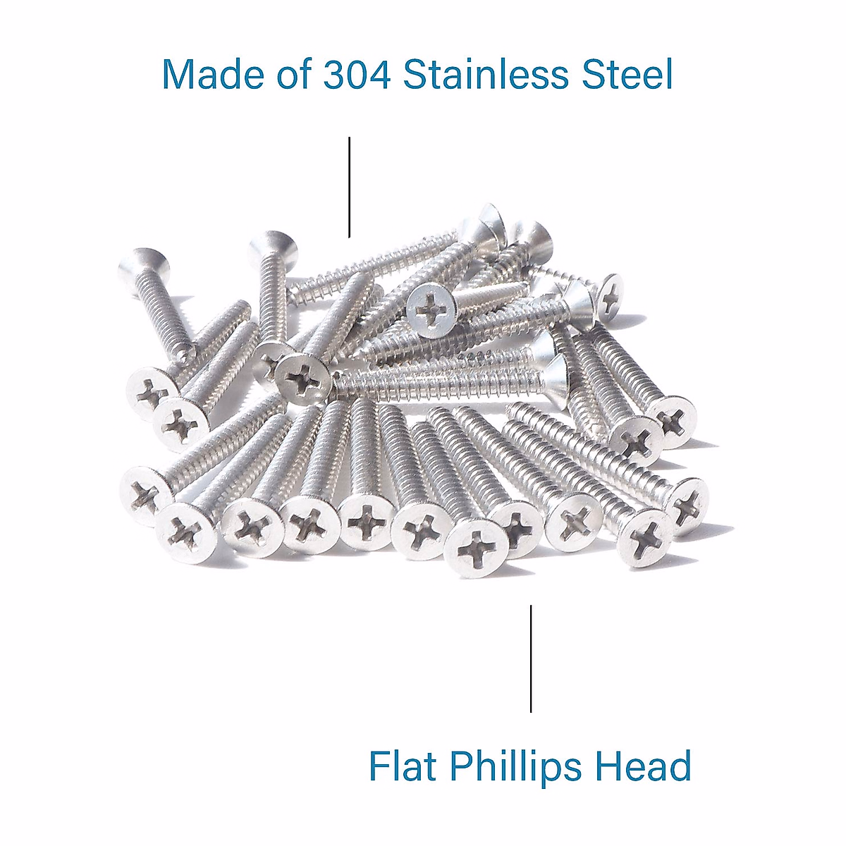 IMScrews 25pcs #8 x 1-1/2" (38mm) Stainless Flat Head Phillips Wood Screws 18-8 (304) Stainless Steel Countersunk Self Tapping Screws