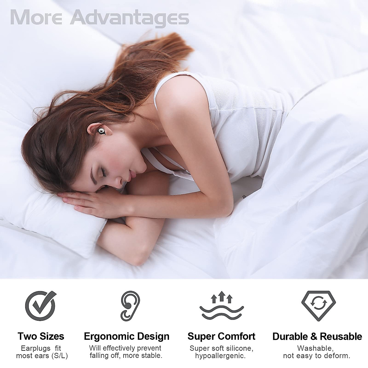 Ear Plugs for Noise Reduction, Dahuyoo Reusable Silicone Earplugs,33dB Noise Cancelling,2 Pair Waterproof Earplugs,Hearing Protection,Noise Cancelling Earplugs for Sleeping,Snoring,Work,Concert,Study