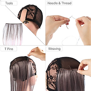 Boao 70 Pieces Wig Making Pins Needles Set, Wig T Pins and C Curved Needles with 328 Yard Thread for Wig Making, Blocking Knitting, Modelling and Crafts