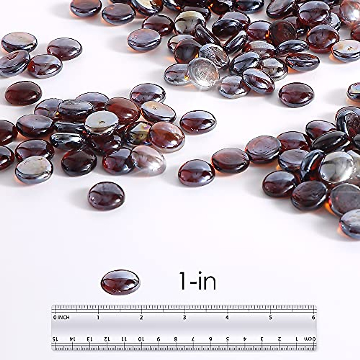 Empava 10 lbs. 1.0-in Drop-Beads Reflective Tempered Glass for Gas Fire Pit, Amber