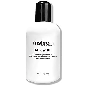Mehron Makeup Hair White | Washable White Hair Dye | Temporary Color for Theatre, Cosplay, & Halloween 4.5 oz (133 ml) (White)