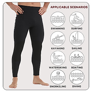 Lemorecn Wetsuit Pants Men 3mm Neoprene Swim Pants for Swimming Canoeing Snorkeling Scuba Kayaking Diving(1031black-S)