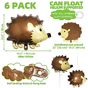 Cartoon Hedgehog Balloon Wildlife Safari Forest Woodland Party Supplies For Birthday Baby Bridal Shower Wedding Holiday Carnival, 6 Pack Cute Walking Hedgehog Foil Balloon Jungle Zoo Animal Balloon