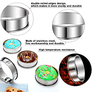 Boao 16 Pieces Crumpet Rings English Muffin Rings Double Rolled Tart Rings Stainless Steel Muffin Rings Round Muffin Tart Ring Molds for Home Baking(3 Inch)