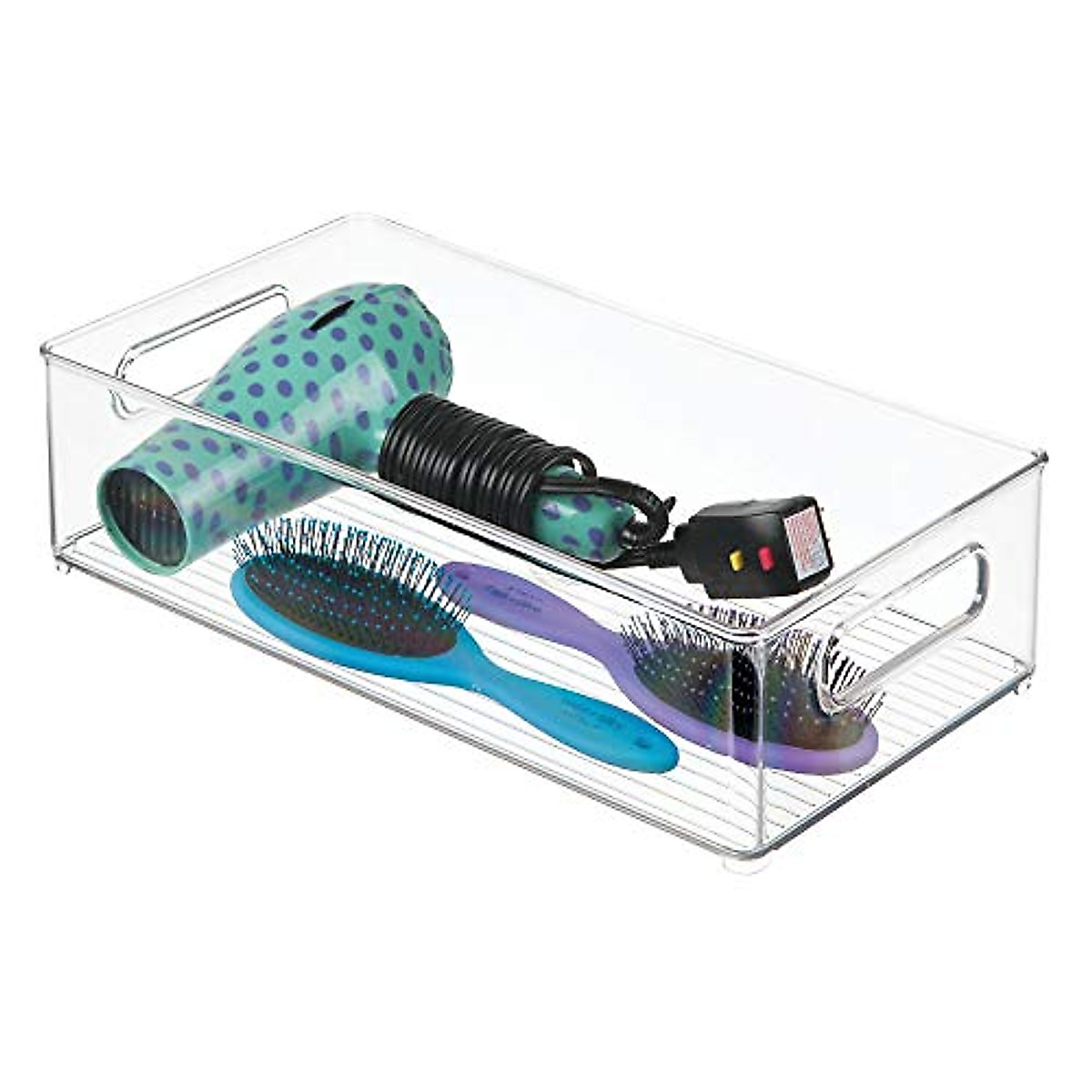 iDesign Plastic Portable Deep Storage Bin with Handles for Organizing Refrigerator, Freezer, Pantry, BPA-Free,8" x 4" x 14.5", Clear