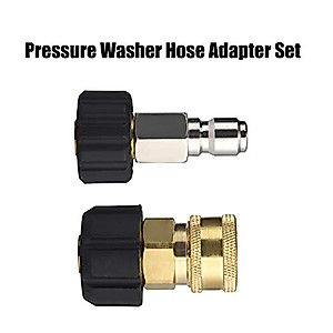 M MINGLE Pressure Washer Hose Adapter Set, M22 to 3/8 Quick Connect for Power Washer Hose, 5000 PSI