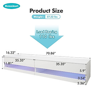 Kennkari Wall Mounted TV Stand with LED Lights - Floating Entertainment Center for 50-75 Inch TV