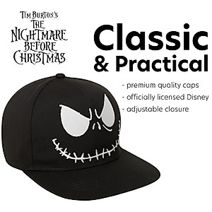 Disney Men’s Nightmare Before Christmas Hat – Jack Skellington Baseball Cap, Dad Hat, Size One Size, Jack Skellington Black