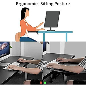 Siiboat Desk Extender Ergonomic Computer Table Extension Arm Support Collapsible Keyboard Tray for Square Tabletop - Carbon Fiber 25.2" x 9.45"