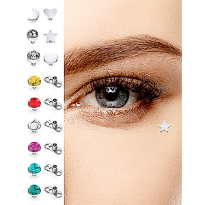 SCERRING 14G Dermal Piercing Jewelry Anchor Tops and Base Titanium Microdermals Piercing for Women Men CZ Ball Flat Moon Star Opal Heart 3mm 27PCS
