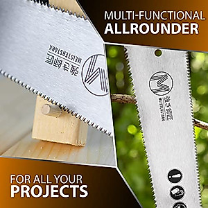 [M-SAW] Japanese Pull Saw Set [+FREE 2.BLADE] - 10" Double Sided Ryoba Japanese Saw Hand Saw - Japanese Hand Saw Ryoba Saw Flush Cut Saw - Japanese Saw Woodworking & DIY - SK4 Carbon Steel & 2k-Handle