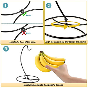 1-Pack Banana Holder Stand, Sturdy Banana Hanger Hook for Kitchen Countertop, Metal Modern Banana Stand Banana Rack, Keep Fresh for 15LB Banana or Grape,Stable Base