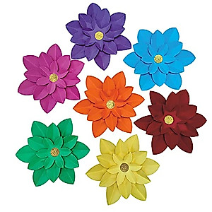 Mybbshower Rainbow Paper Fiesta Flower for Wall 10" Set of 7 Carnival Rainbow Theme Party Birthday Celebration Backdrop Decoration