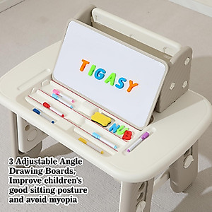4-Level Height Adjustable Toller Table for Ages 2-11, A Easy to Clean Children's Table for Playing, Drawing, Reading or Eating.(Bookshelf)