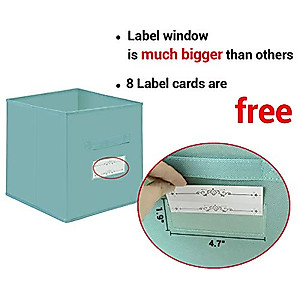 Kids Toy Box, Cube Storage Bins 11x11 Set of 8, Fabric Collapsible Foldable Cloth Storage Baskets Shelf Organizer for Clothes,Closet,Office,Bedroom,Free Label Card with Bigger Label Window 4 Colors