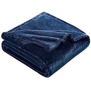 DREAMNINE Large Soft Plush Fleece Throw Blanket 60" x 80", Solid Shag Minky Lightweight Fuzzy Flannel Blanket for Bedroom, Luxury Washable Cozy Warm Velvet Blankets for Couch Sofa, Twin Size,Navy Blue