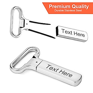 Personalized Wine Opener for Vintage Bottles,Sinseike Two-Prong Cork Puller,Father's Day Gifts (silver)